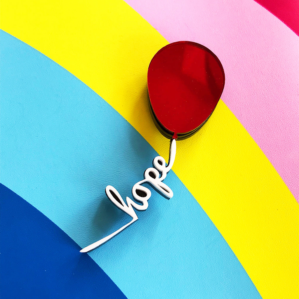 Acrylic Hope Red Balloon Brooch – Little Pig Jewellery Design
