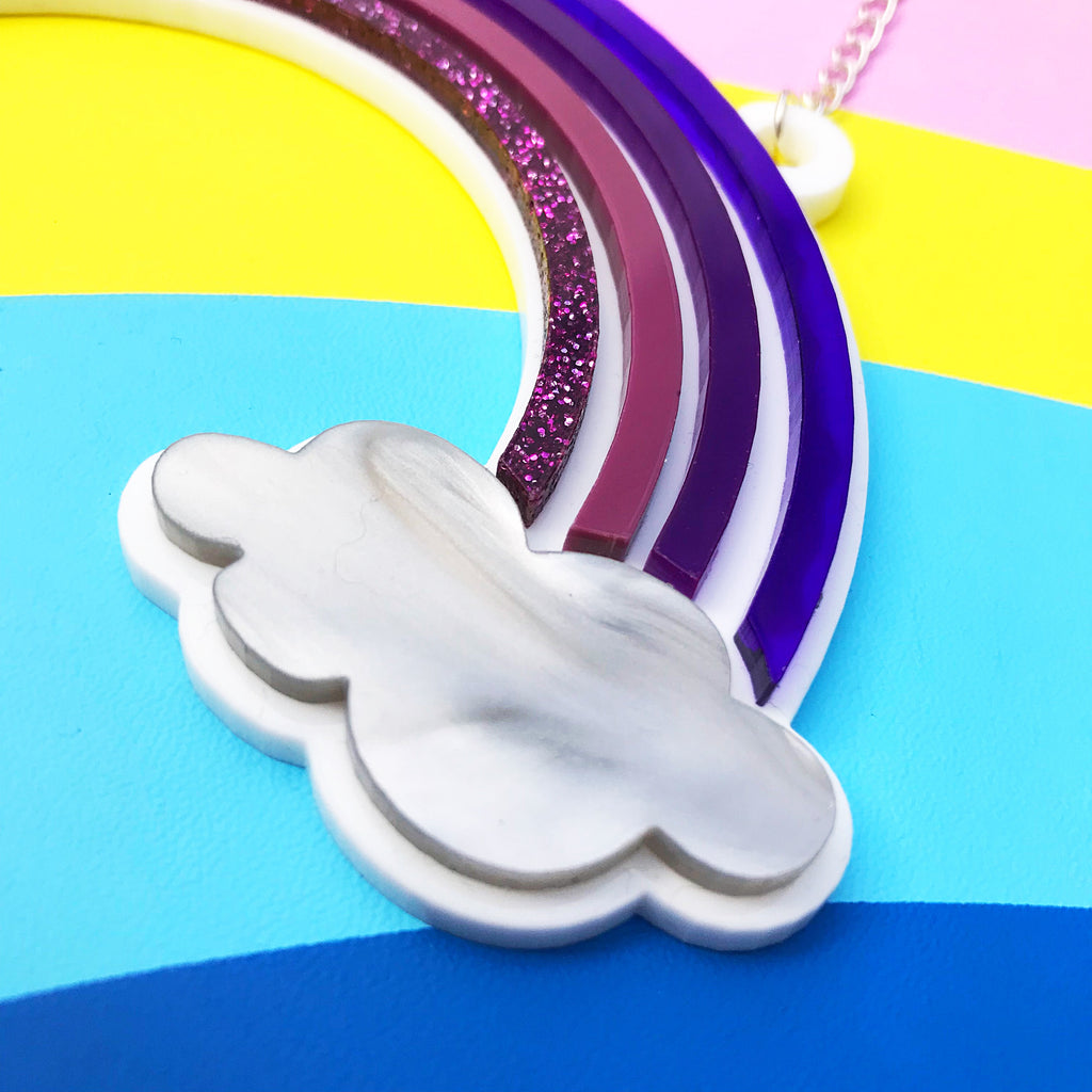 Statement Acrylic Rainbow Necklace in purple – Little Pig Jewellery Design