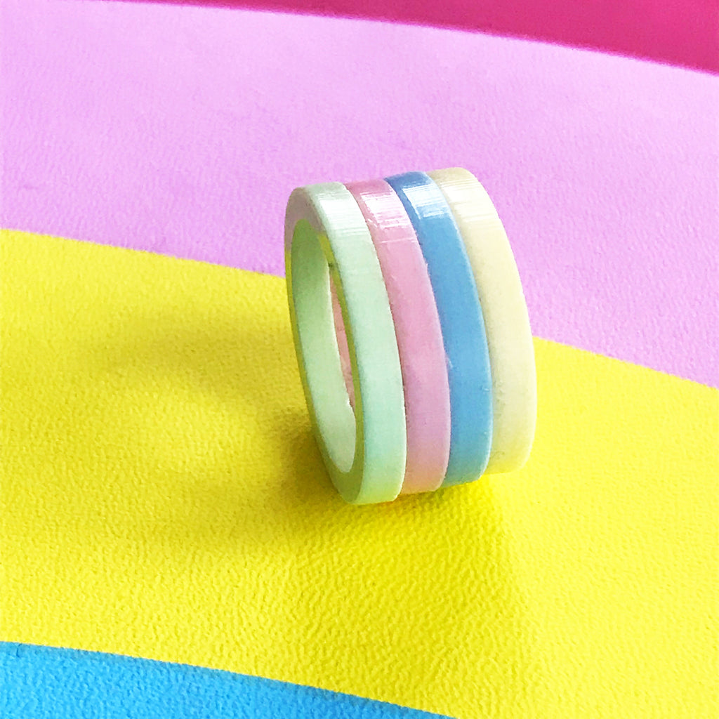 Pastel Rainbow Acrylic Ring – Little Pig Jewellery Design