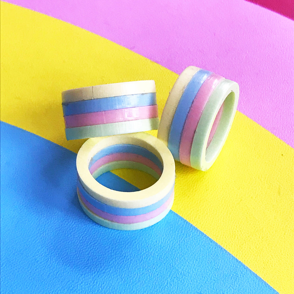 Pastel Rainbow Acrylic Ring – Little Pig Jewellery Design