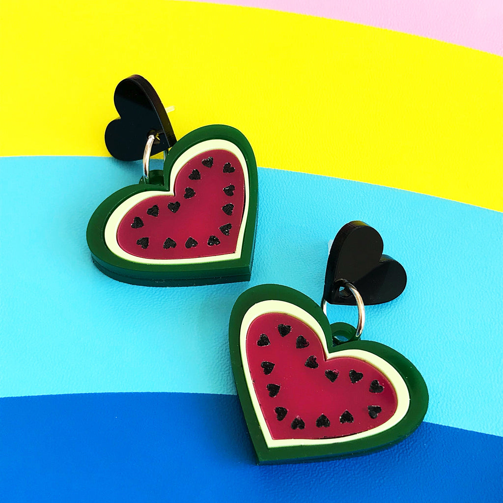 Acrylic Watermelon Earrings – Little Pig Jewellery Design