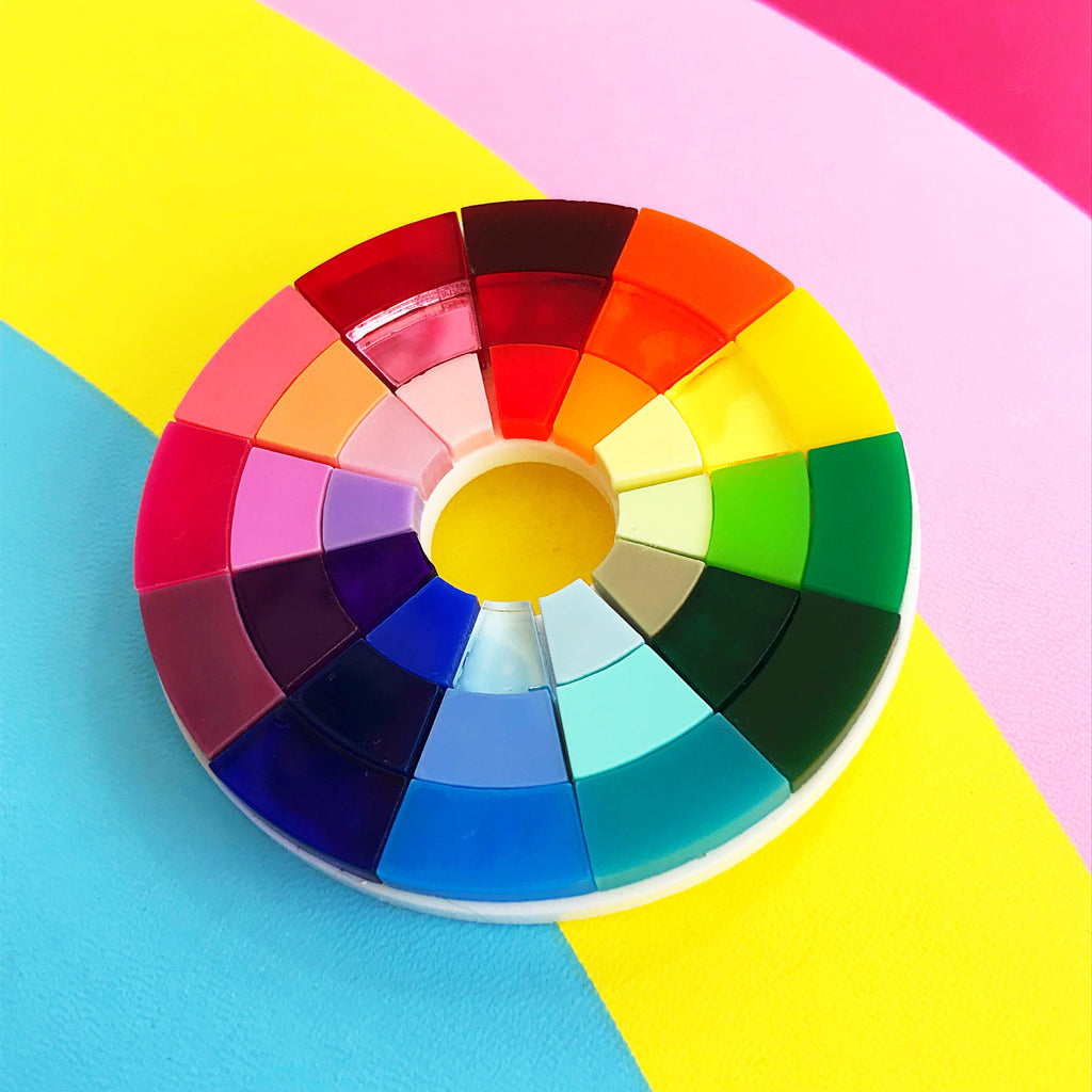 Colour Wheel Acrylic Brooch – Little Pig Jewellery Design