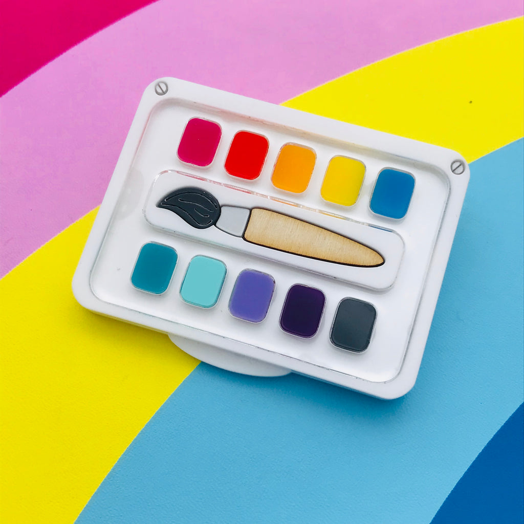 Paint Palette Acrylic Brooch – Little Pig Jewellery Design