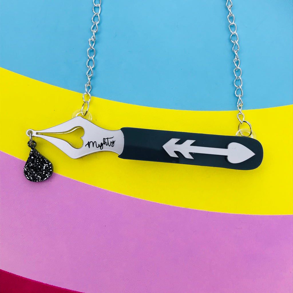 Small Mighty Fountain Pen Acrylic Necklace – Little Pig Jewellery Design