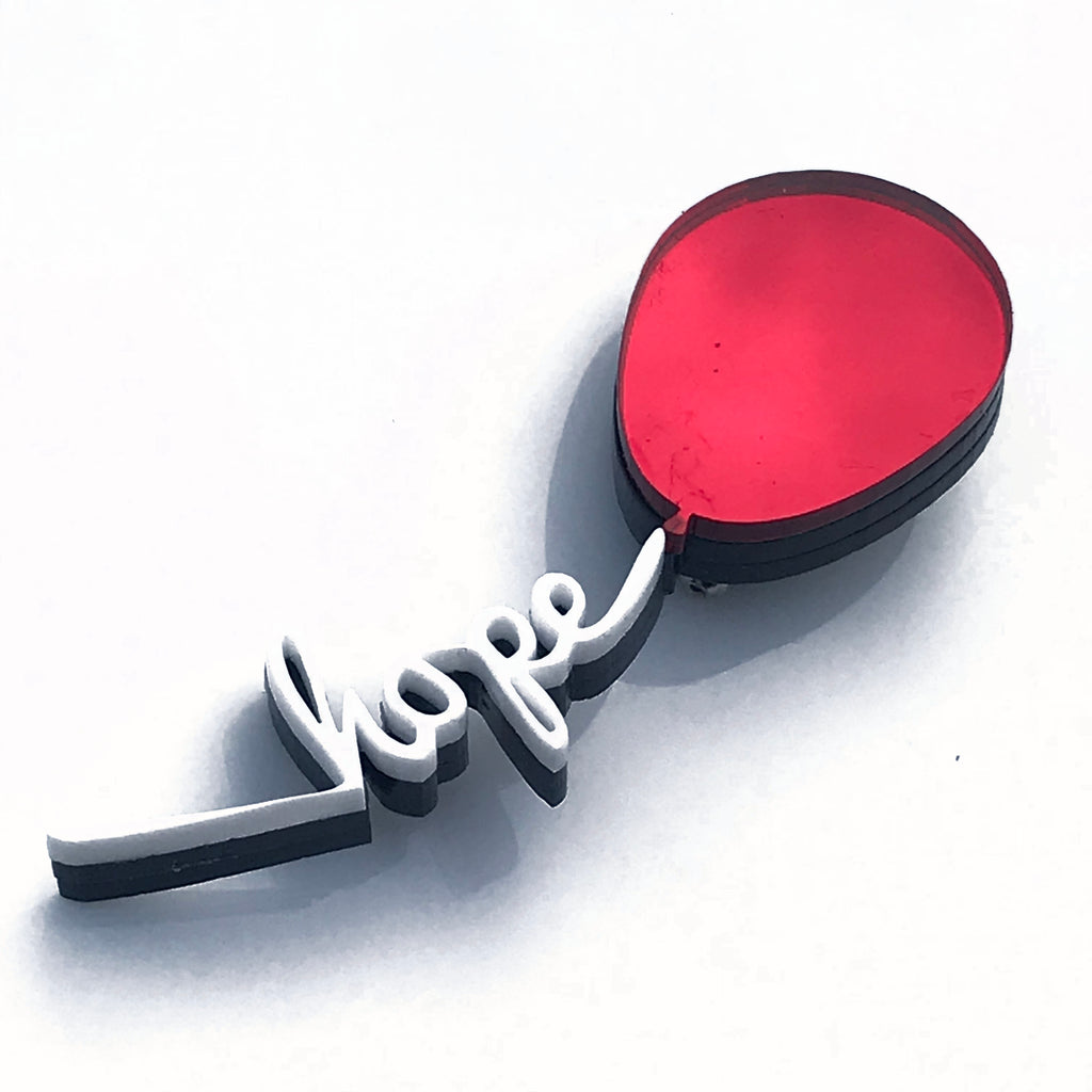 Acrylic Hope Red Balloon Brooch – Little Pig Jewellery Design