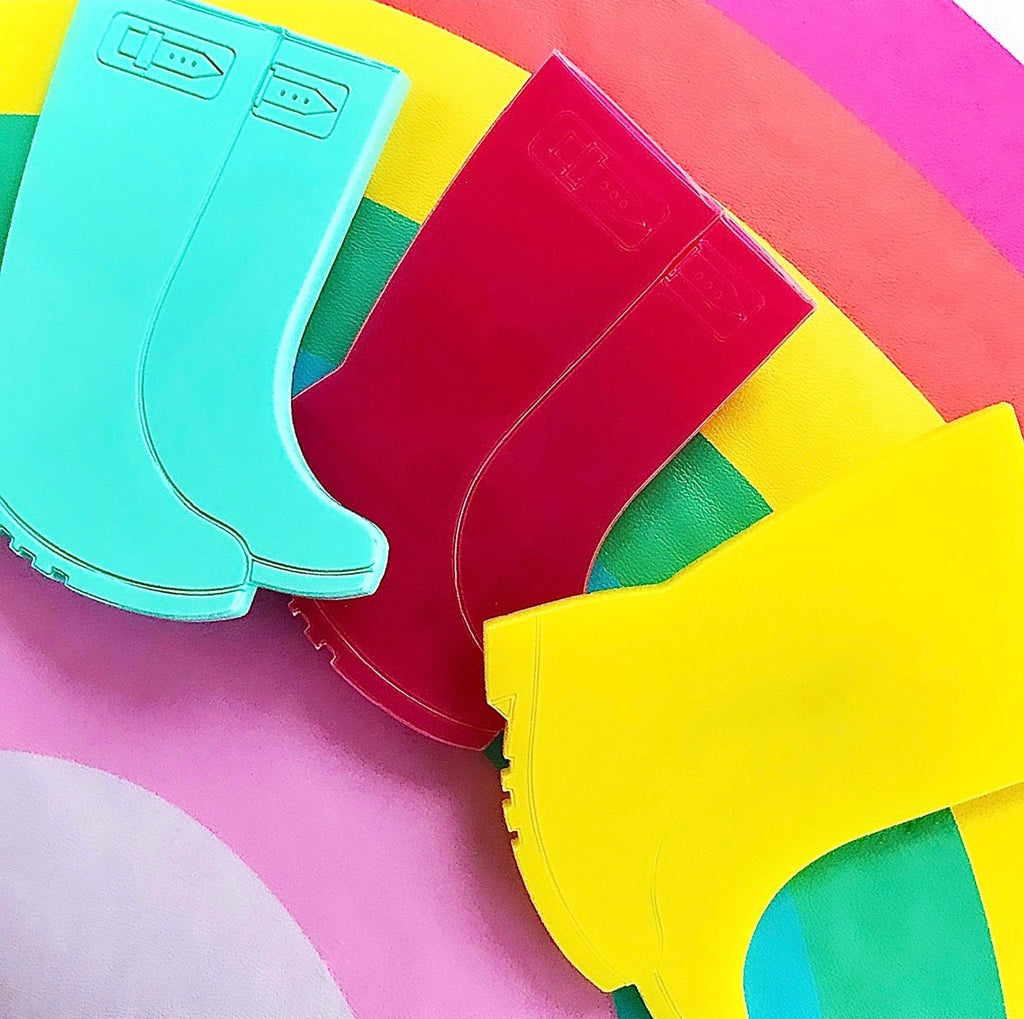 Wellington Gum Boots Acrylic Brooch – Little Pig Jewellery Design