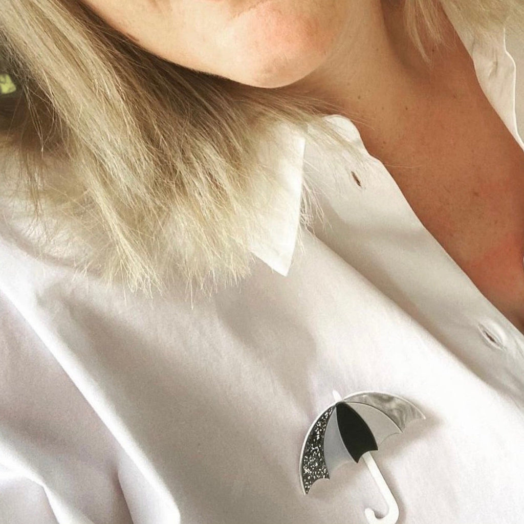 Acrylic Umbrella Brooch with Edge – Little Pig Jewellery Design