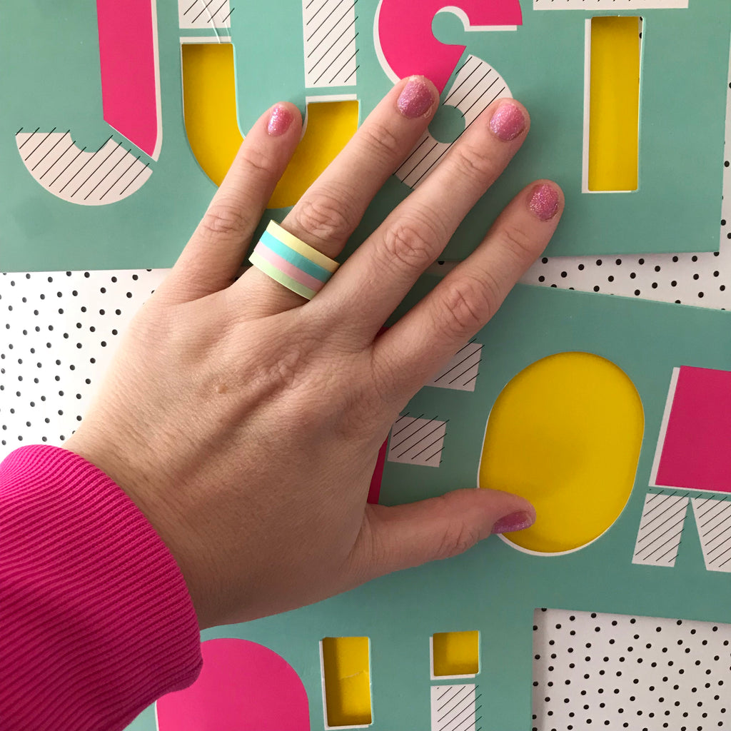 Pastel Rainbow Acrylic Ring – Little Pig Jewellery Design