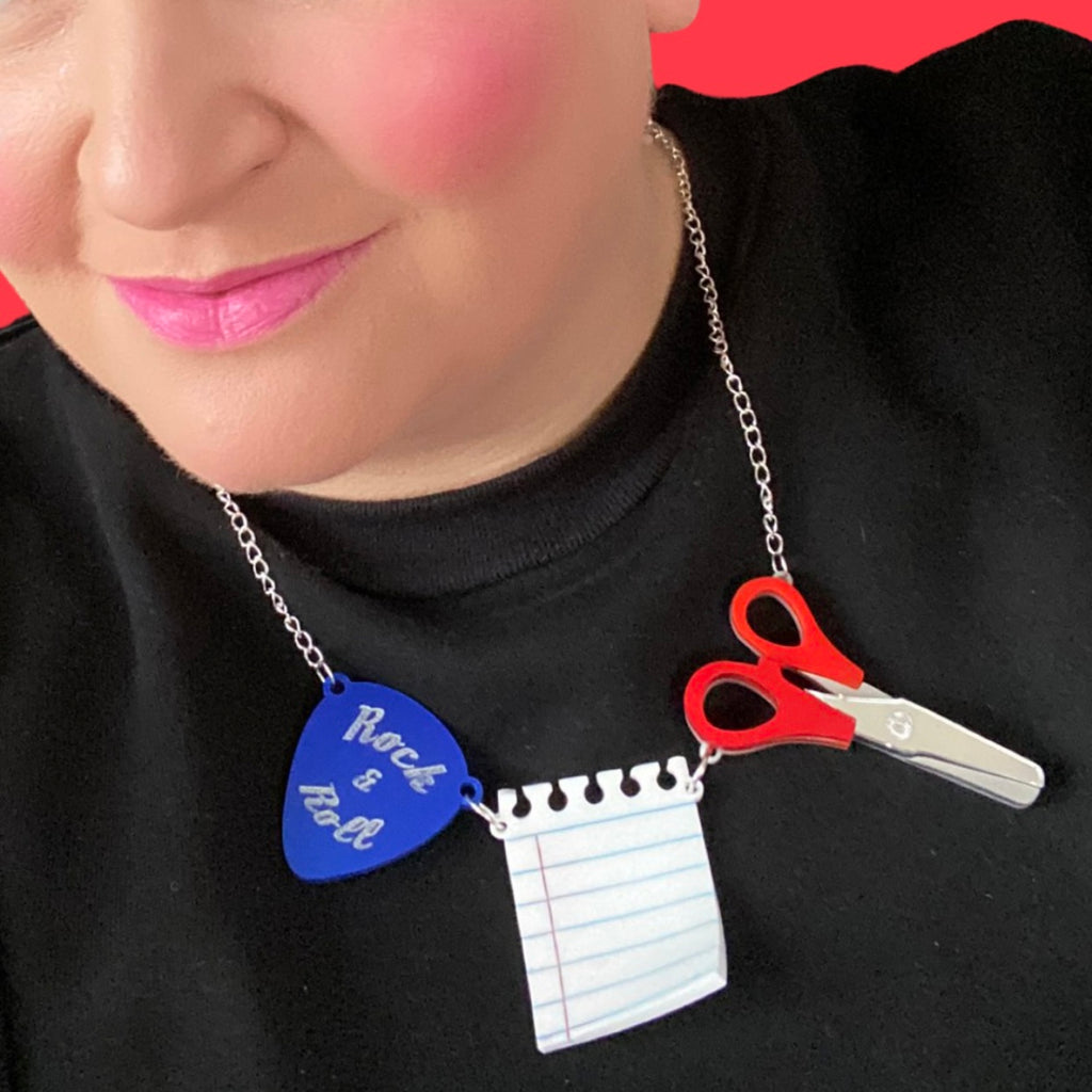 Rock, Paper, Scissors Acrylic Necklace – Little Pig Jewellery Design