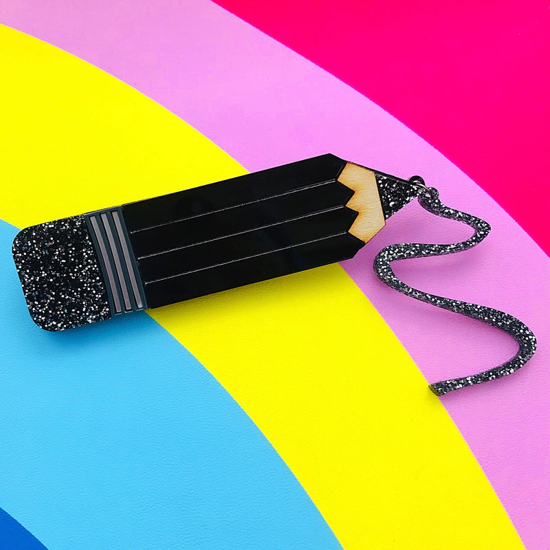 Statement Pencil Acrylic Brooch – Little Pig Jewellery Design
