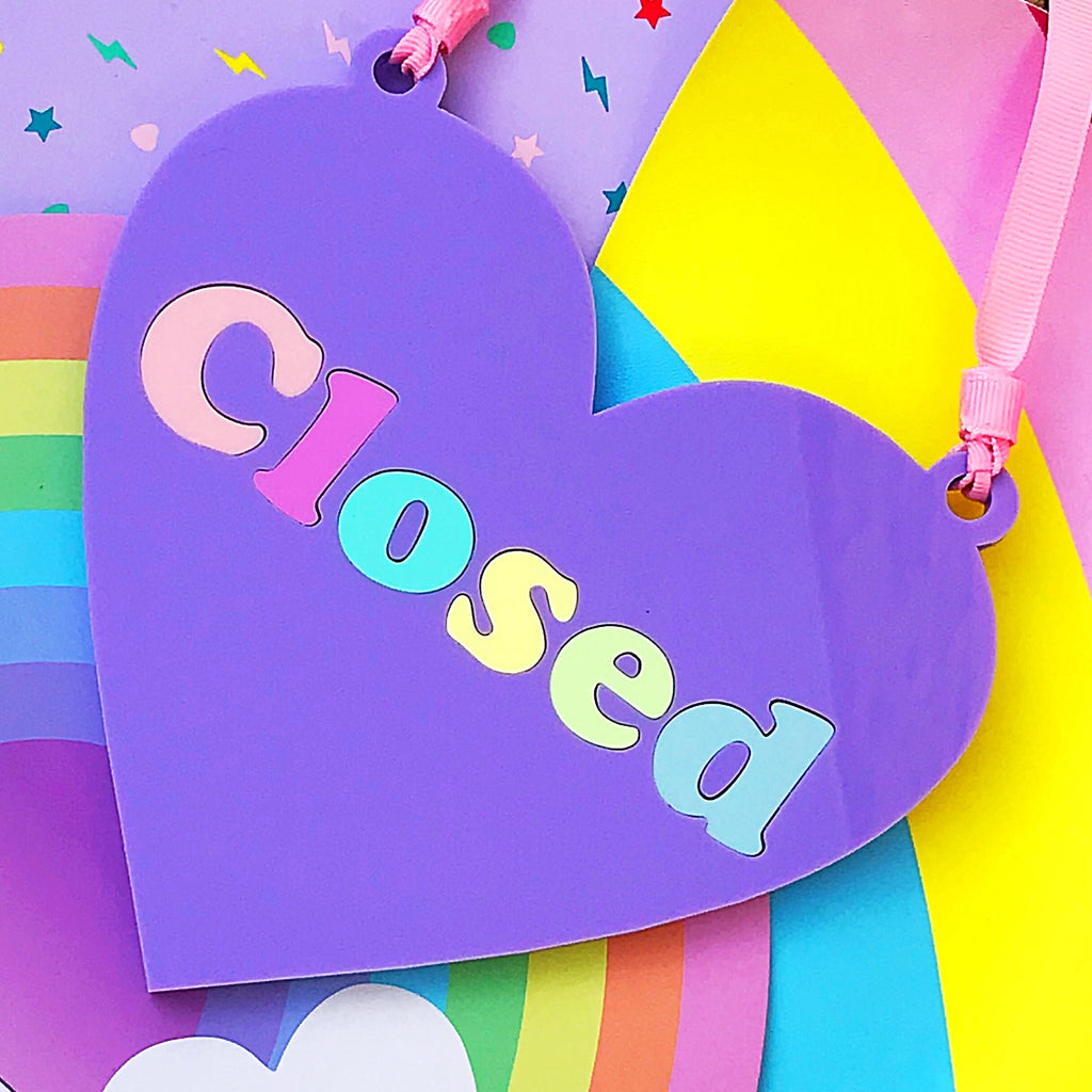 Open and Closed Acrylic Heart Door Sign – Little Pig Jewellery Design