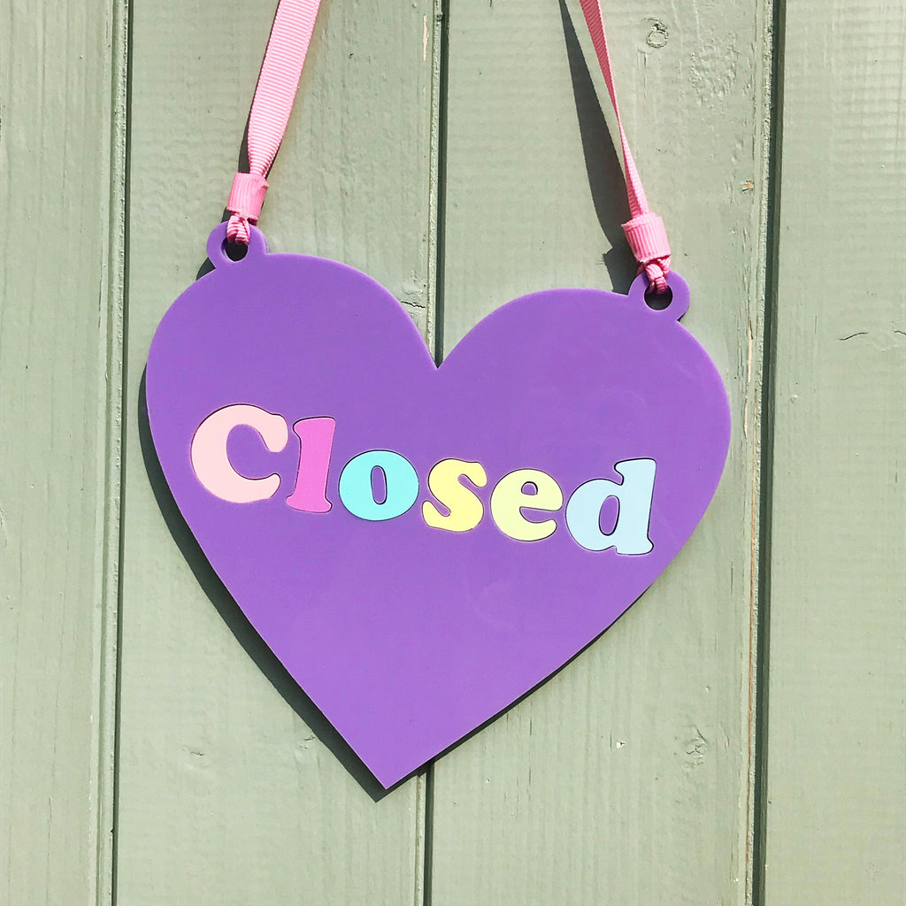 Open and Closed Acrylic Heart Door Sign – Little Pig Jewellery Design